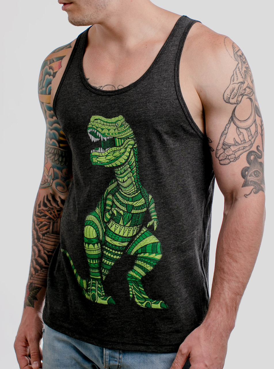 T Rex - Multicolor on Heather Black Triblend Mens Tank Top - Curbside ...