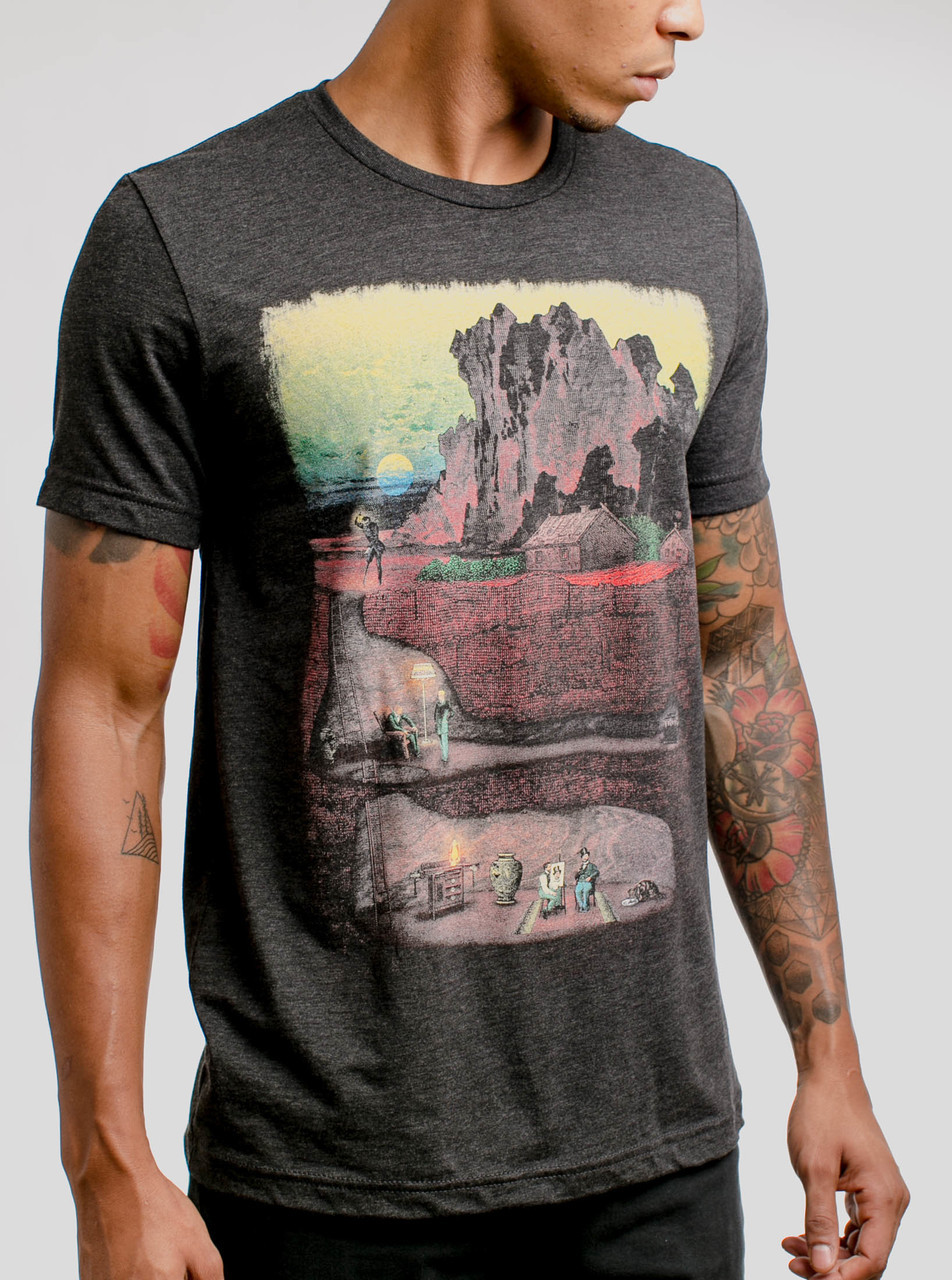 Dig In - Multicolor on Heather Black Triblend Mens T Shirt - Curbside ...