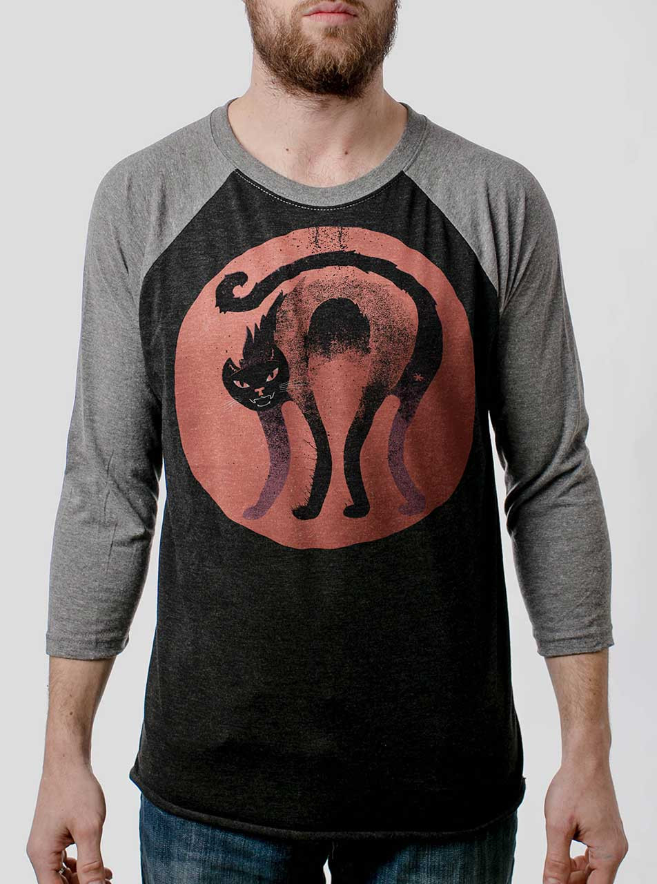 Bad Cat - Multicolor on Heather Black and Grey Triblend Raglan ...