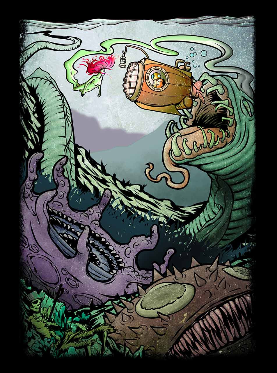 Space Sub - Multicolor on Heather Black Triblend Mens T Shirt ...