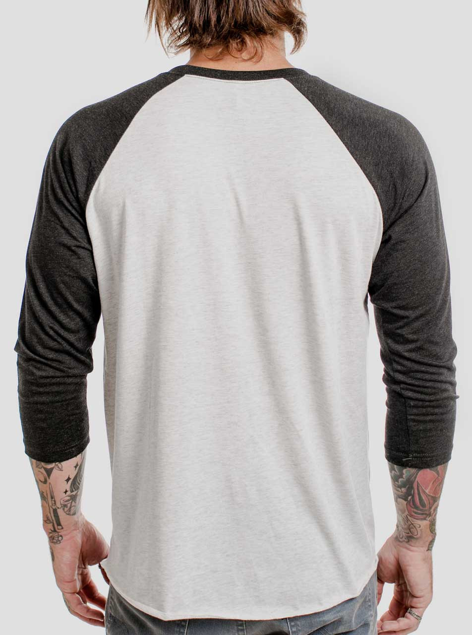 Panther - Black on Heather White and Black Triblend Raglan - Curbside ...