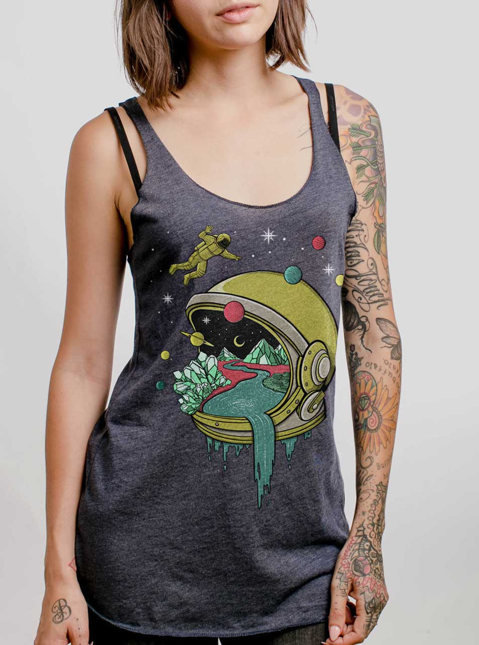 Deep Space - Muliticolor on Navy Triblend Womens Racerback Tank Top ...