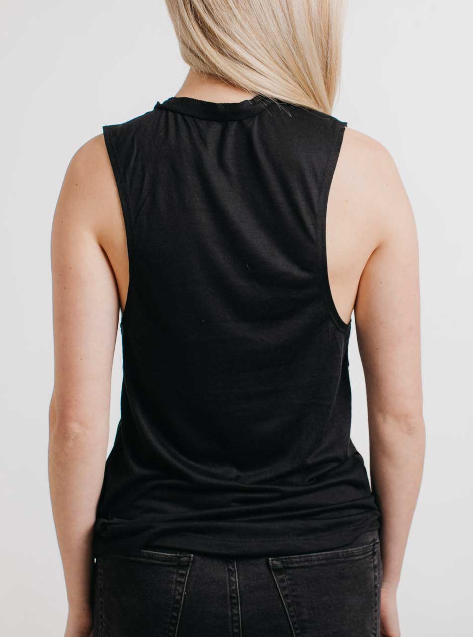 Moose - White on Black Womens Muscle Tank - Curbside Clothing