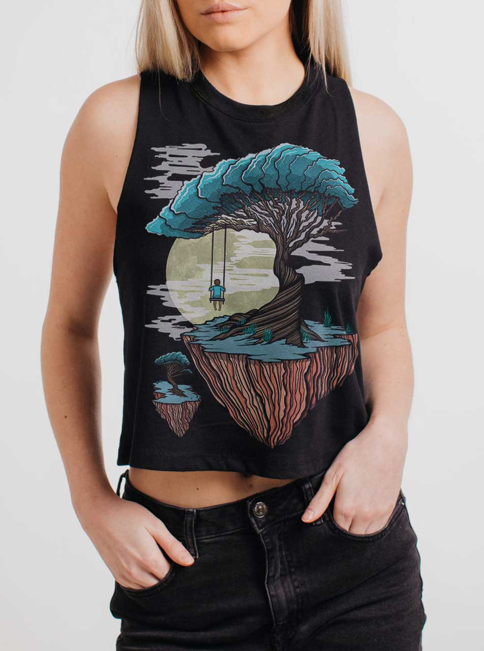 Drifting - Multicolor on Black Womens Cropped Racerback Tank - Curbside ...