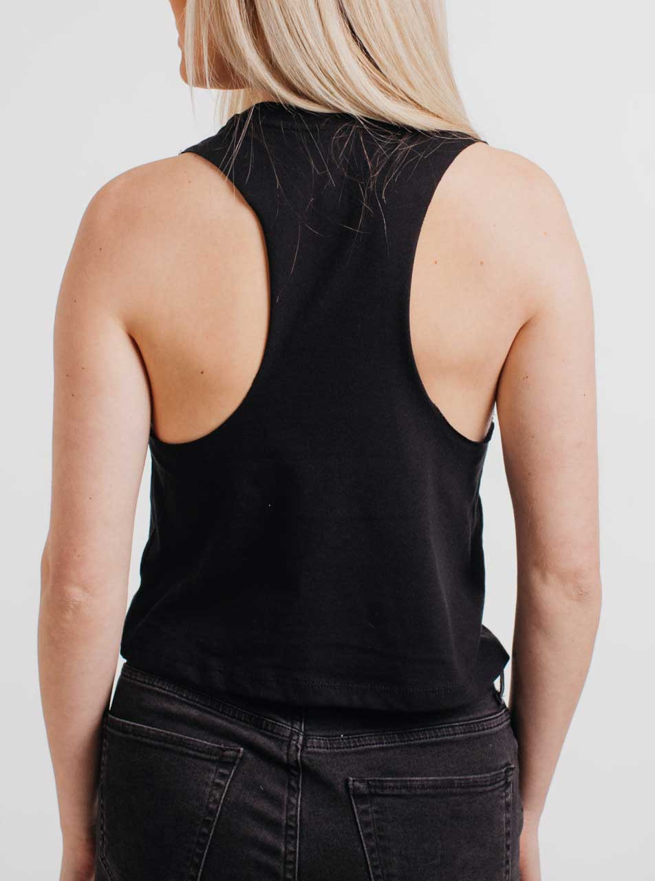 Drifting - Multicolor on Black Womens Cropped Racerback Tank - Curbside ...