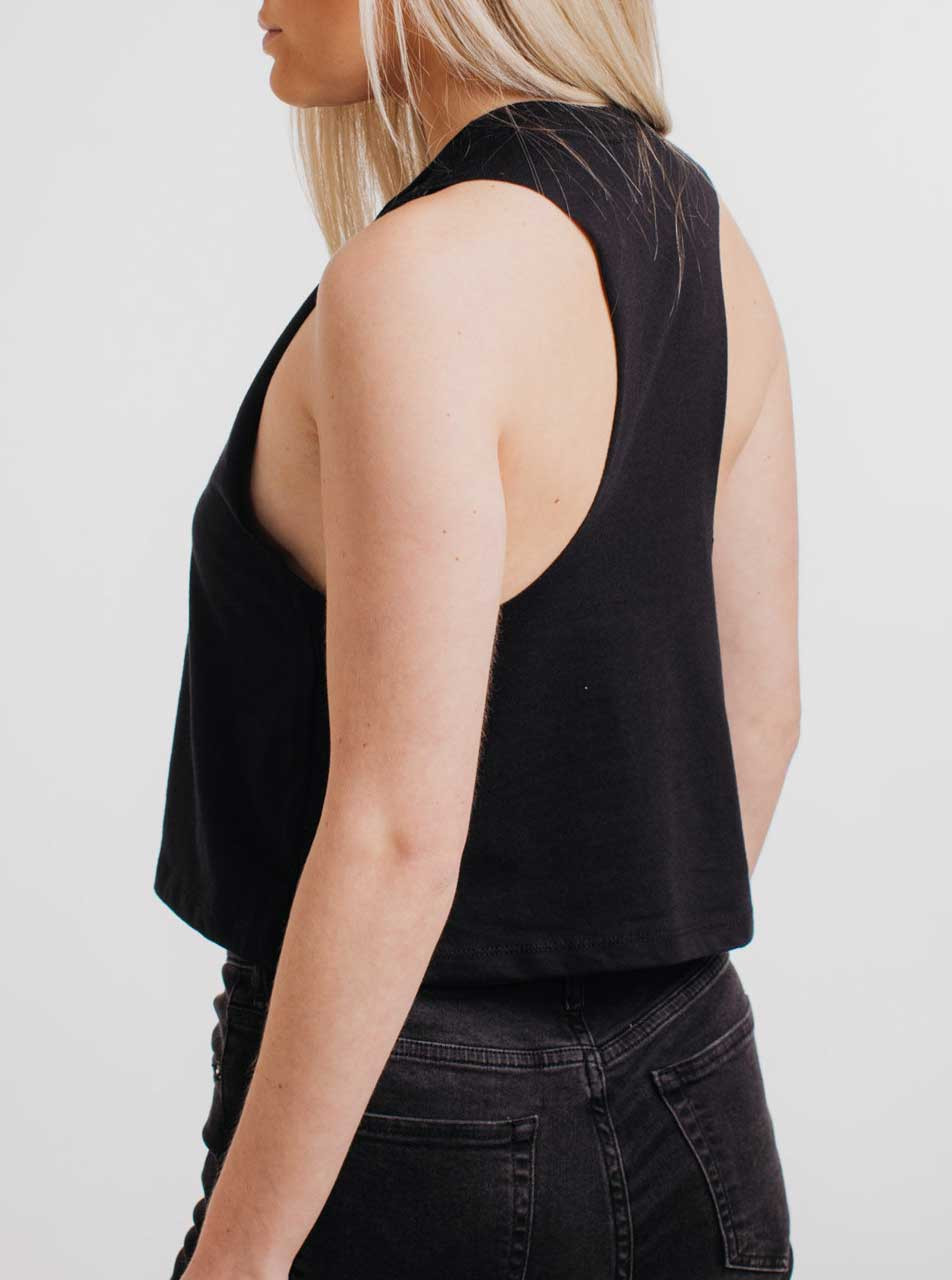 Drifting - Multicolor on Black Womens Cropped Racerback Tank - Curbside ...