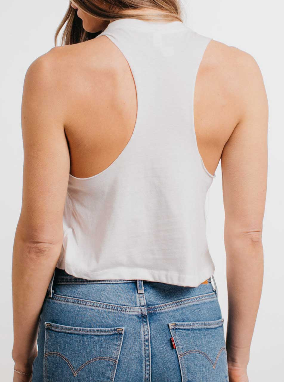 Rooster Ride - Black on White Womens Cropped Racerback Tank - Curbside ...