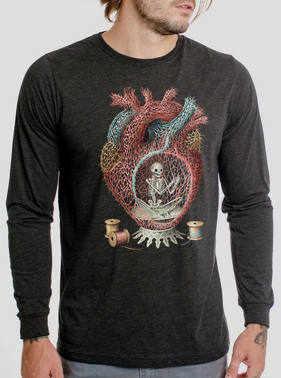 Life Thread - Multicolor on Heather Black Triblend Men's Long Sleeve ...