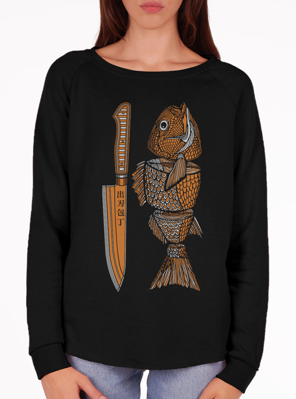 Fish Food - Multicolor on Black Women's California Sweatshirt ...