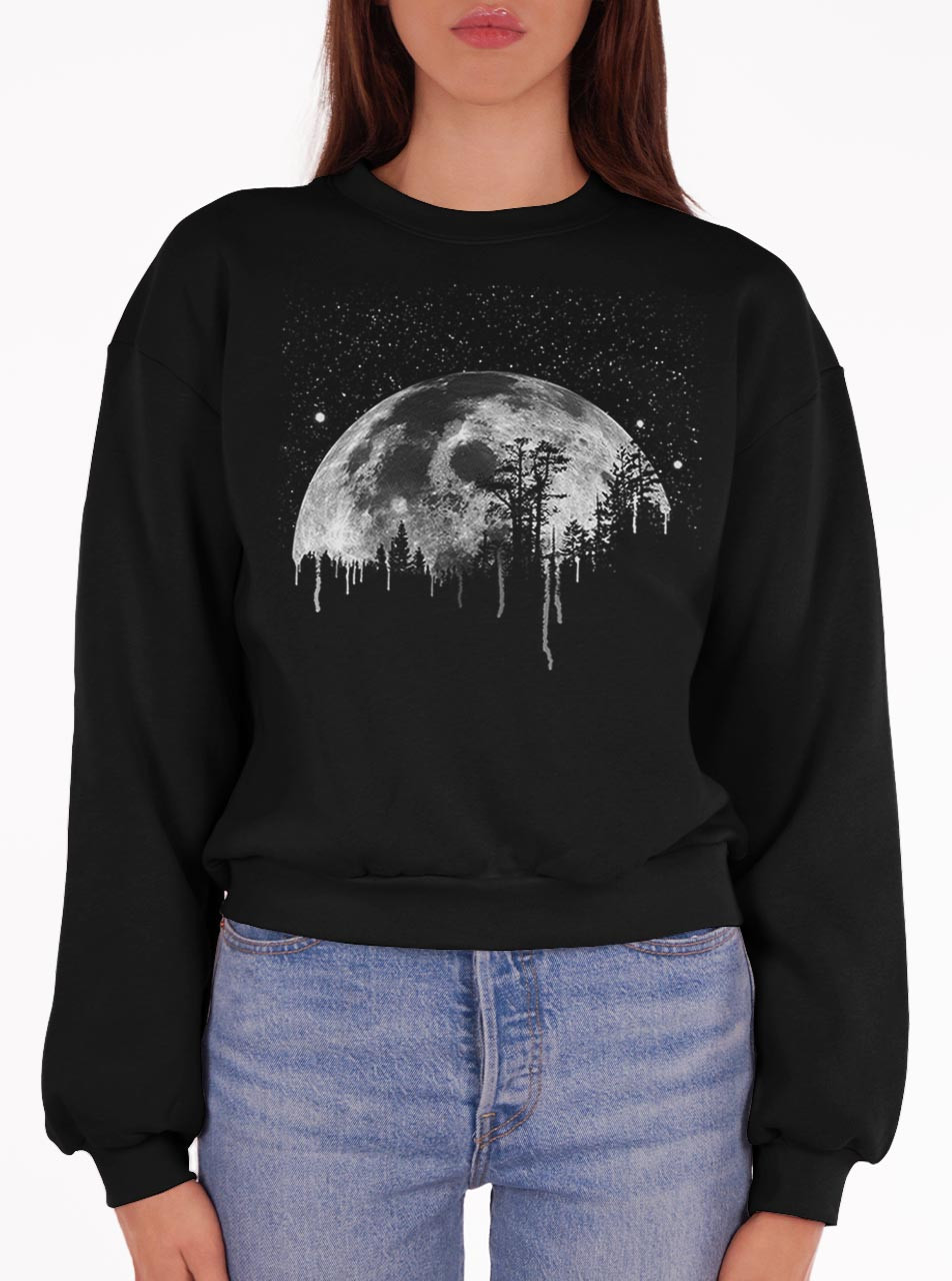 Moon - Multicolor on Black Women's Balloon Sleeve Sweatshirt - Curbside ...