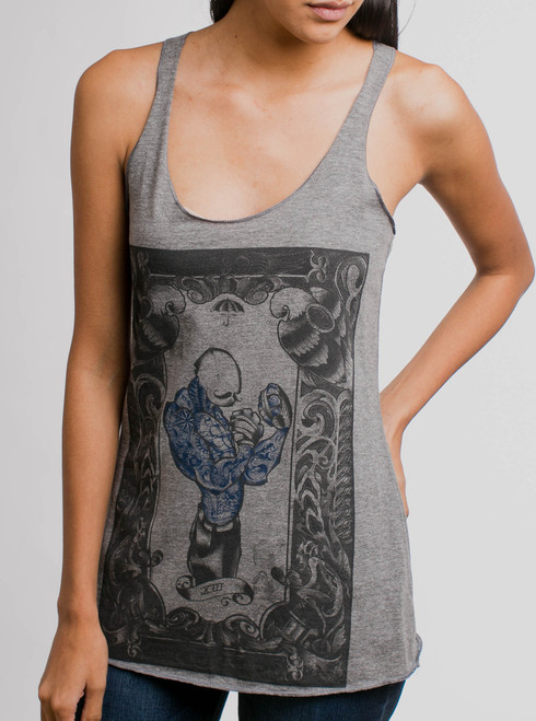The Boxer - Multicolor on Heather Grey Triblend Womens Racerback Tank ...