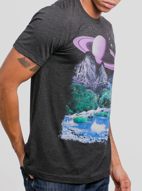 Alien World - Multicolor on Heather Black Triblend Mens T Shirt ...