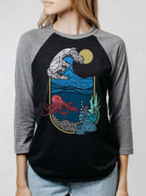 Aquatic Life - Multicolor on Heather Black and Grey Triblend Womens ...