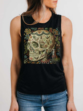 Still Alive - Multicolor on Black Womens Muscle Tank - Curbside Clothing