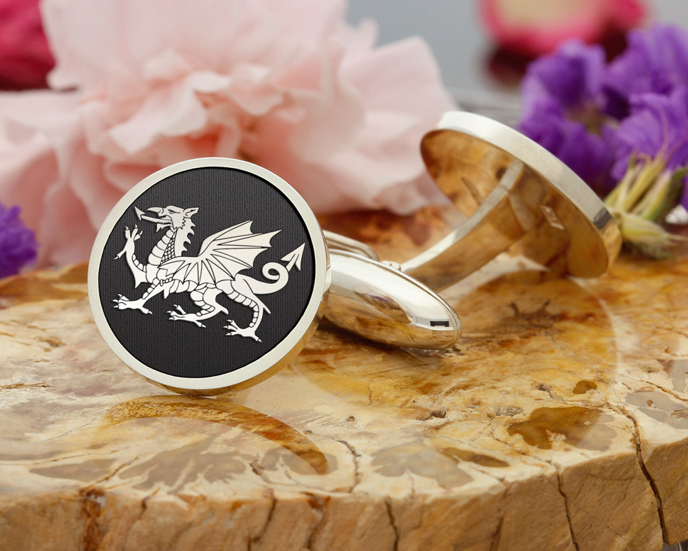Welsh Dragon Cufflinks Engraved - My Personal Jewellery
