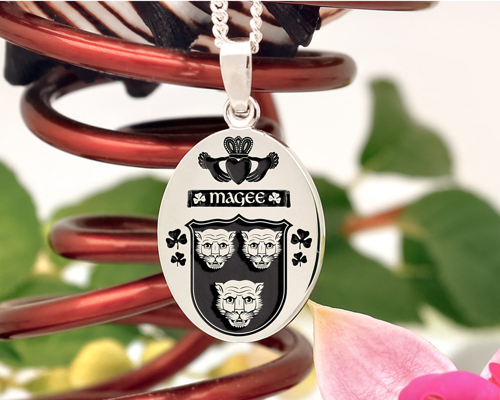 Magee Irish Claddagh Family Crest Personalised Pendant
