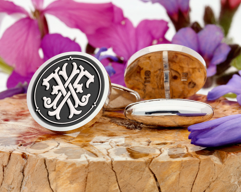 FJ JF Victorian Monogram Cufflinks - MyPersonalJewellery