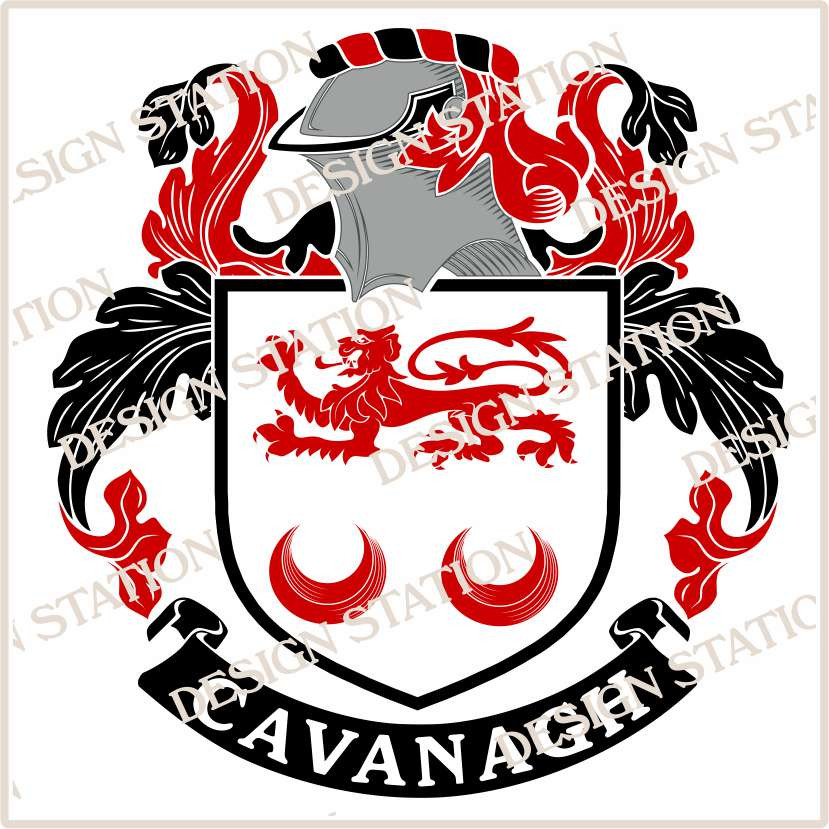 Cavanagh Family Crest Vector Graphic - My Personal Jewellery