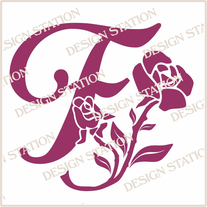 F Rose Monogram Vector Graphic Download