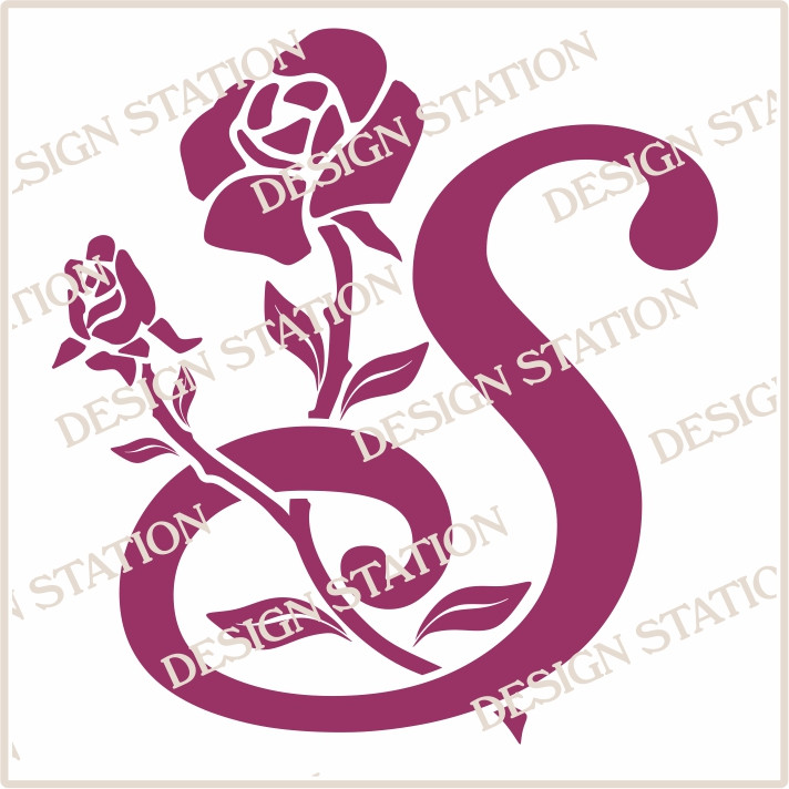 S Rose Monogram Vector Graphic Download