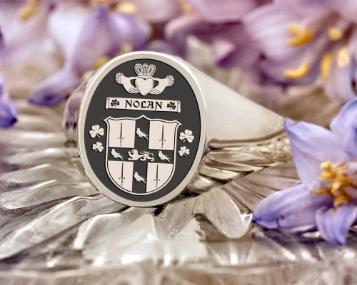 Nolen Irish Claddagh Family Crest Signet Ring Nolen Irish Claddagh Family Crest Signet Ring