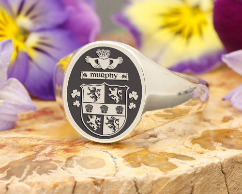 Murphy Irish Claddagh Family Crest Signet Ring Murphy Irish Claddagh Family Crest Signet Ring