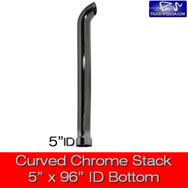 5" x 96" Curved Top ID Chrome Exhaust Pipe K5-96EXC