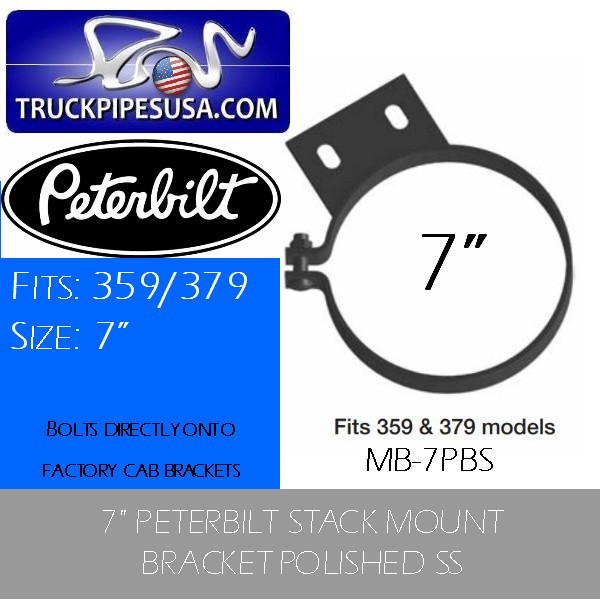 7" Peterbilt Stack Mounting Bracket Polished SS MB-7PBS