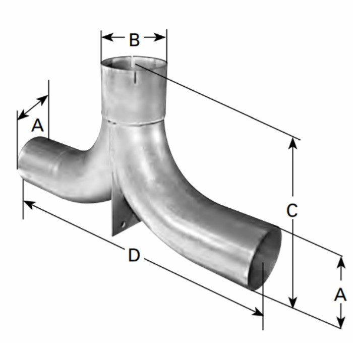 5'' Y-Pipe Aluminized Exhaust with Plate 14 x 25 Y-500A
