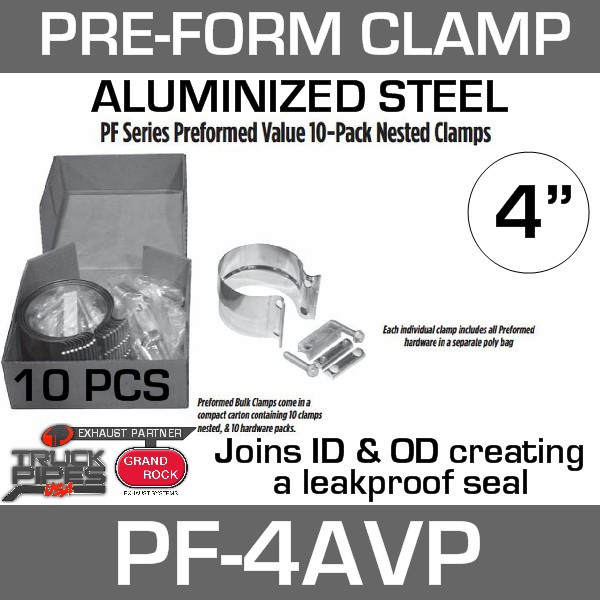 PF-4AVP 4" Aluminized Exhaust Seal Clamp 10 Pc Bulk Pack