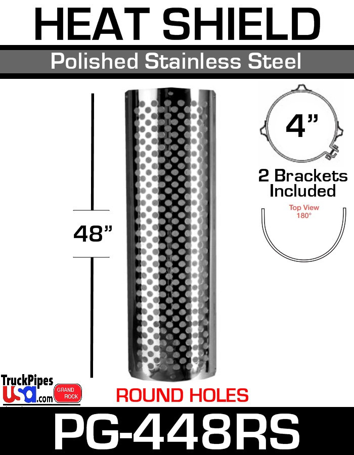 PG-448RS 4" x 48" Heat Shield Round Holes Polished SS