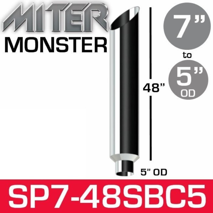 7" x 48" Chrome Monster Stack Reduced to 5" OD SP7-48SBC-5