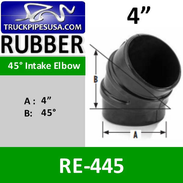 Air Intake Pipe 5" 45 Degree Air Intake Rubber Elbow RE-445