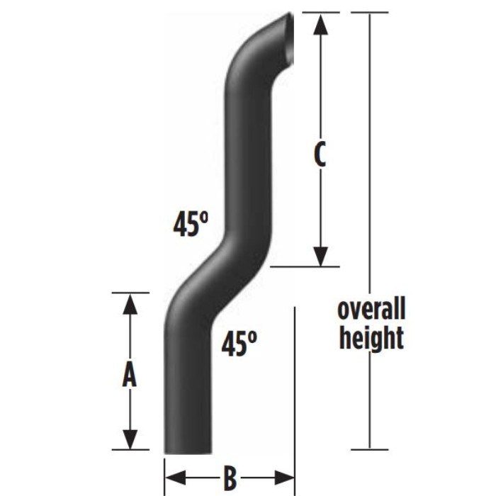 5" OD Aluminized Dump Truck Exhaust Stack 45 Degree FEC-5KA