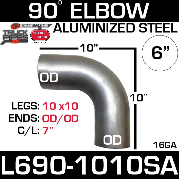 L690-1010SA 6" 90 Degree 10" X 10" OD-OD Aluminized
