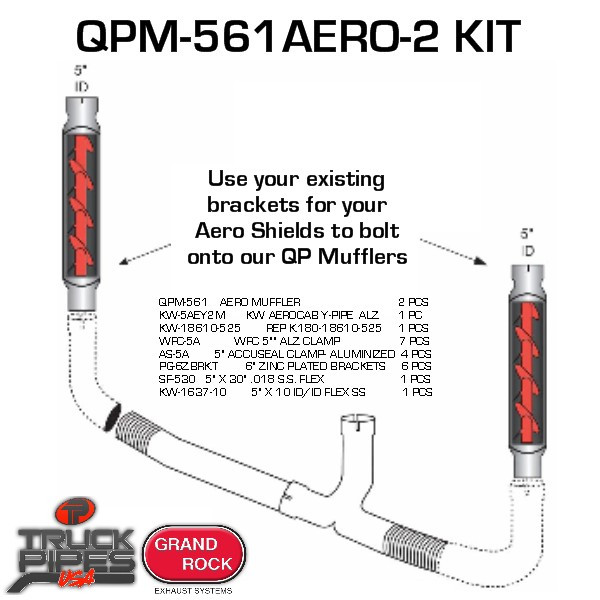 QPM-561AERO-2 for Dual Mufflers AeroCab Kenworth Muffler Kit