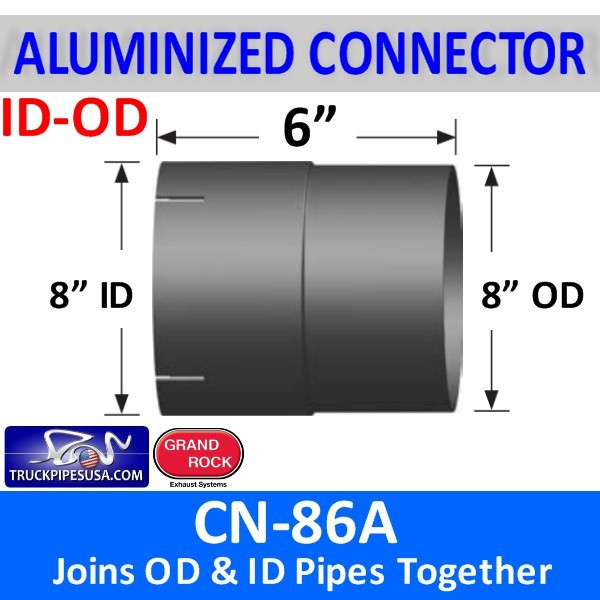 8" x 6" Exhaust Connector ID-OD Aluminized CN-86A - SPECIAL ORDER