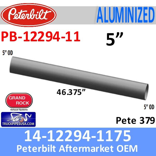 14-12294-1175 Peterbilt 379 Aluminized Exhaust Pipe PB-12294-11