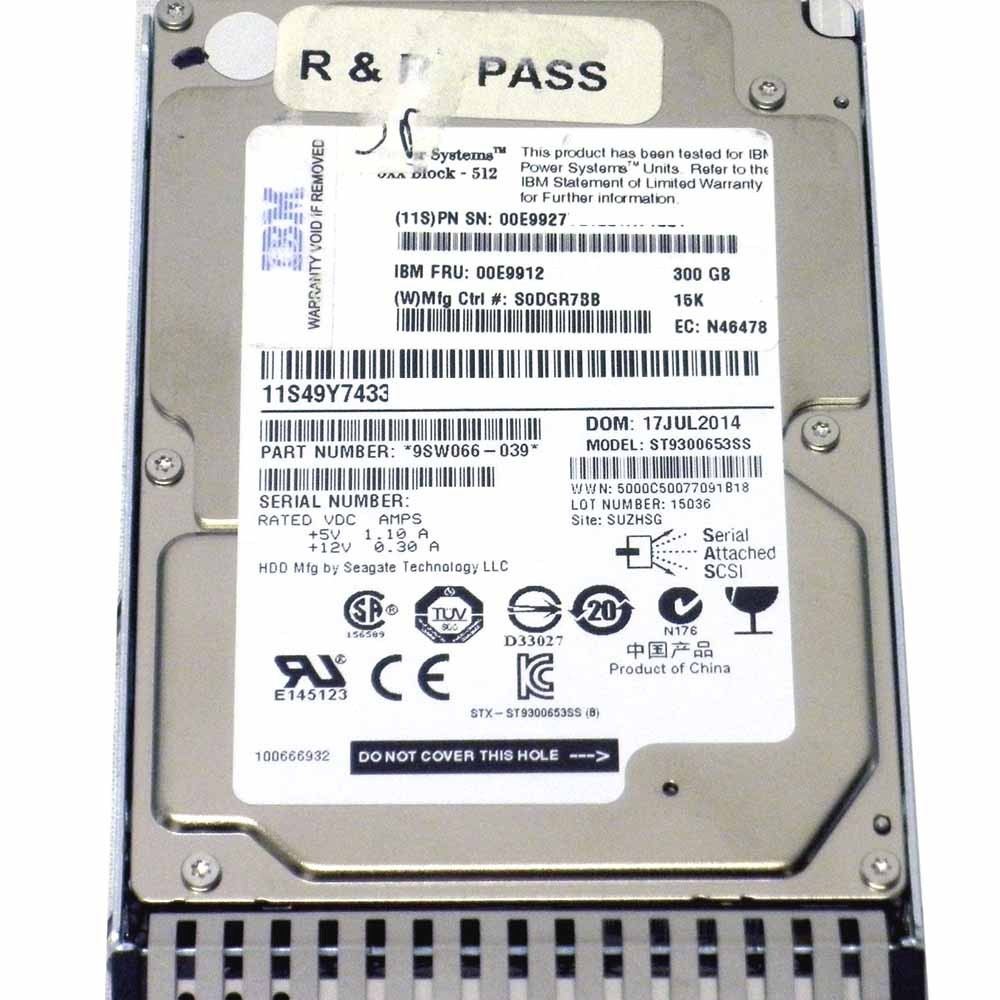IBM 00E9912 Hard Drive 300GB 15k SFF SAS 2.5in