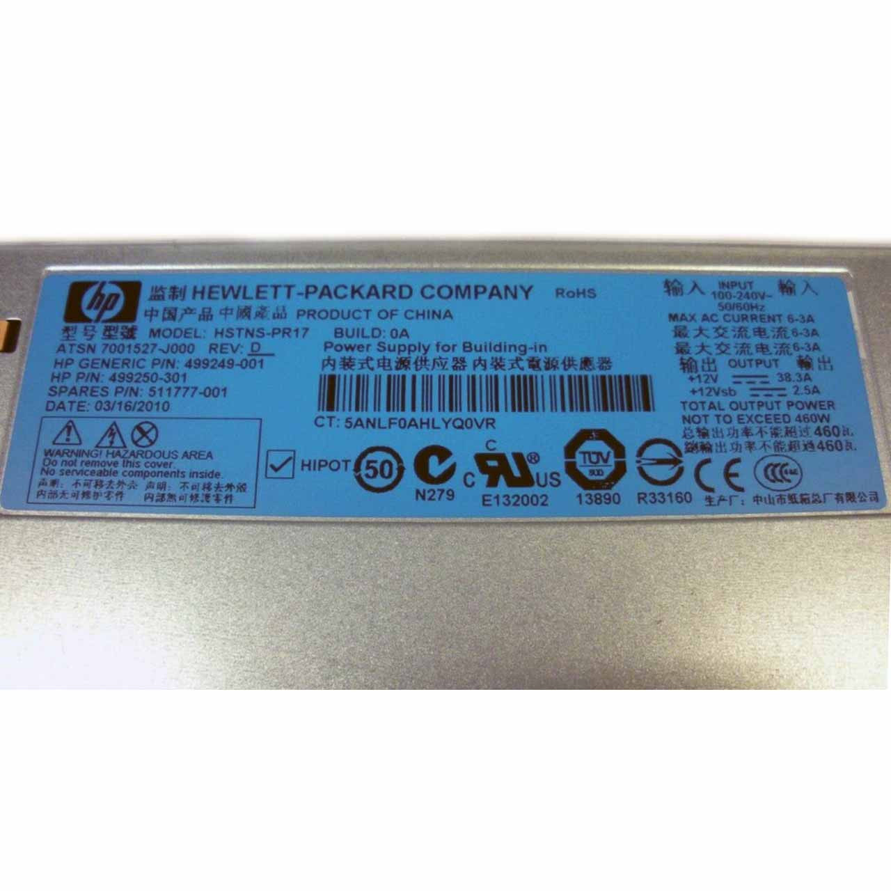 HP 503296-B21 511777-001 460W CS HE Power Supply for G6 G7 Gen8