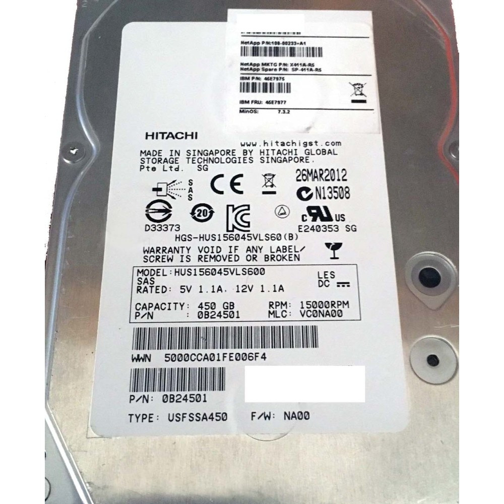 NetApp X411A-R5 108-00233 450GB 15K 6Gbps 3.5in SAS Hard Drive IBM ...