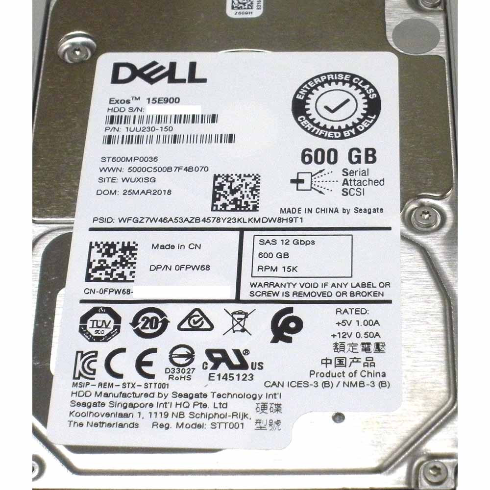 Dell FPW68 Hard Drive | 600GB 15K SAS 2.5in | Server Hard Disk Drives