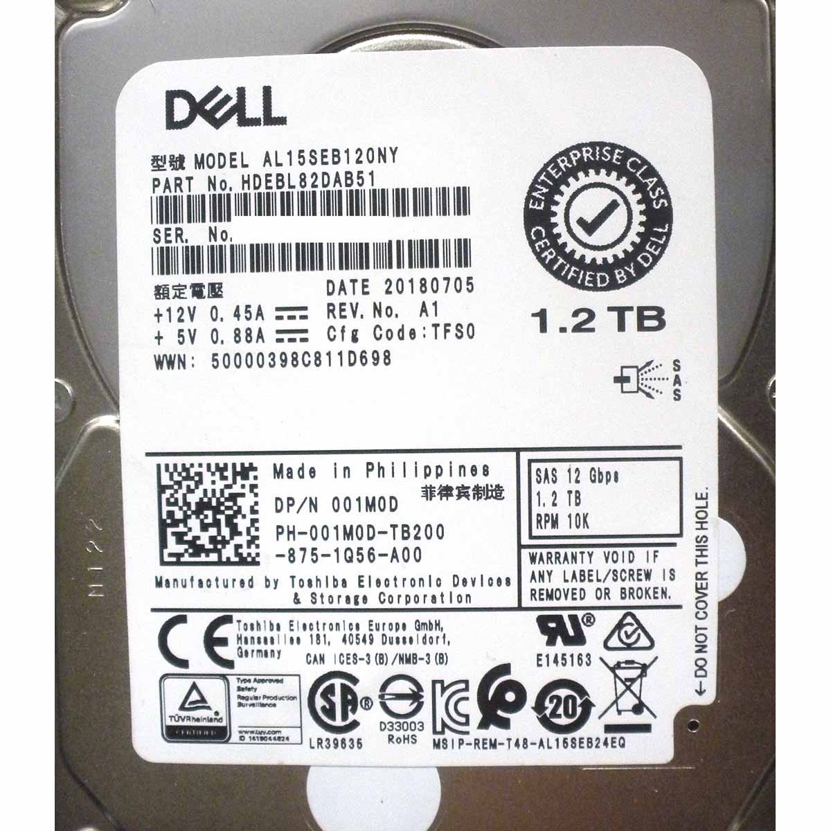 Dell 01M0D Hard Drive 1.2TB 10K SAS 2.5in | Certified Enterprise Class