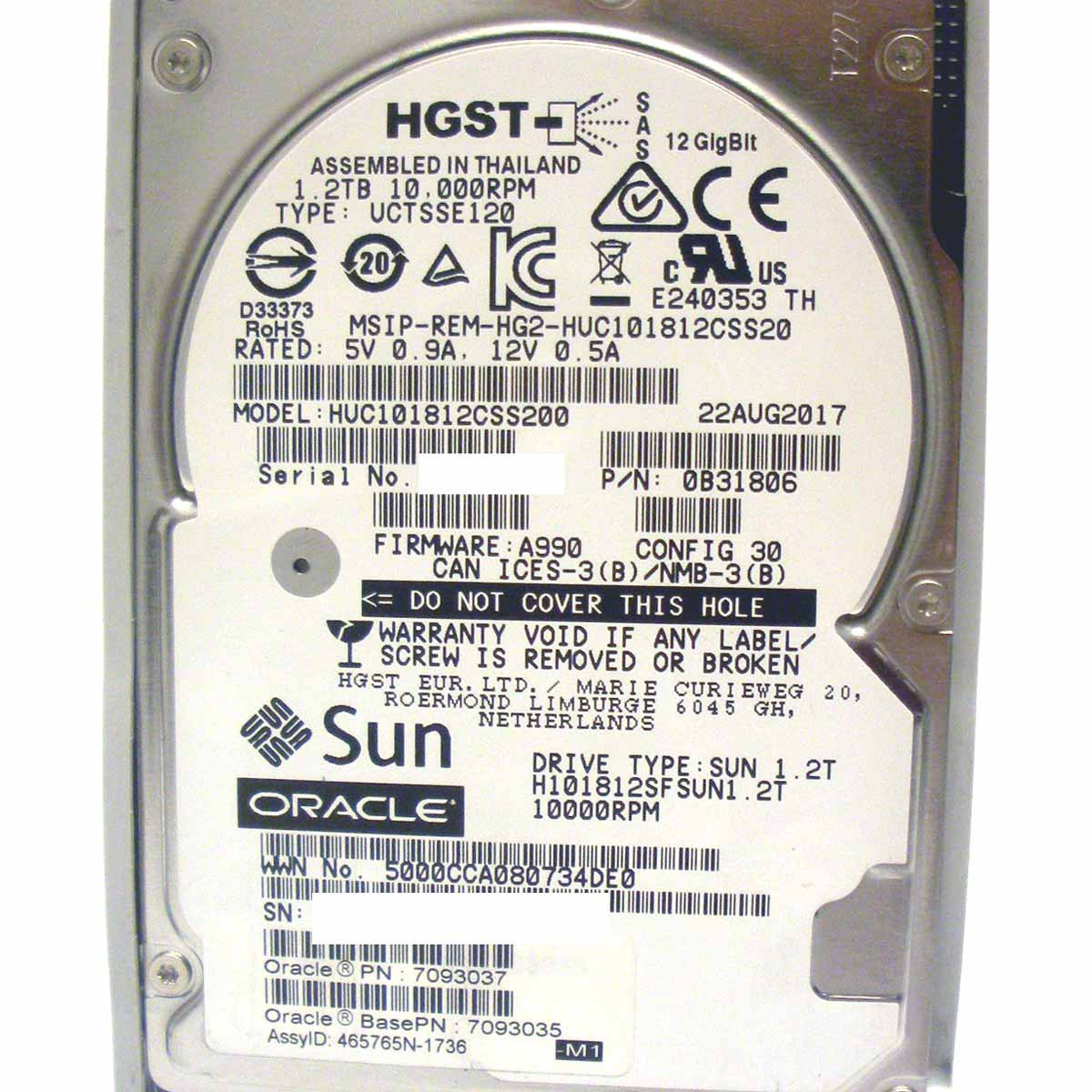 Sun Oracle 7093037 Hard Drive 1.2TB 10K SAS 2.5in | 7093035