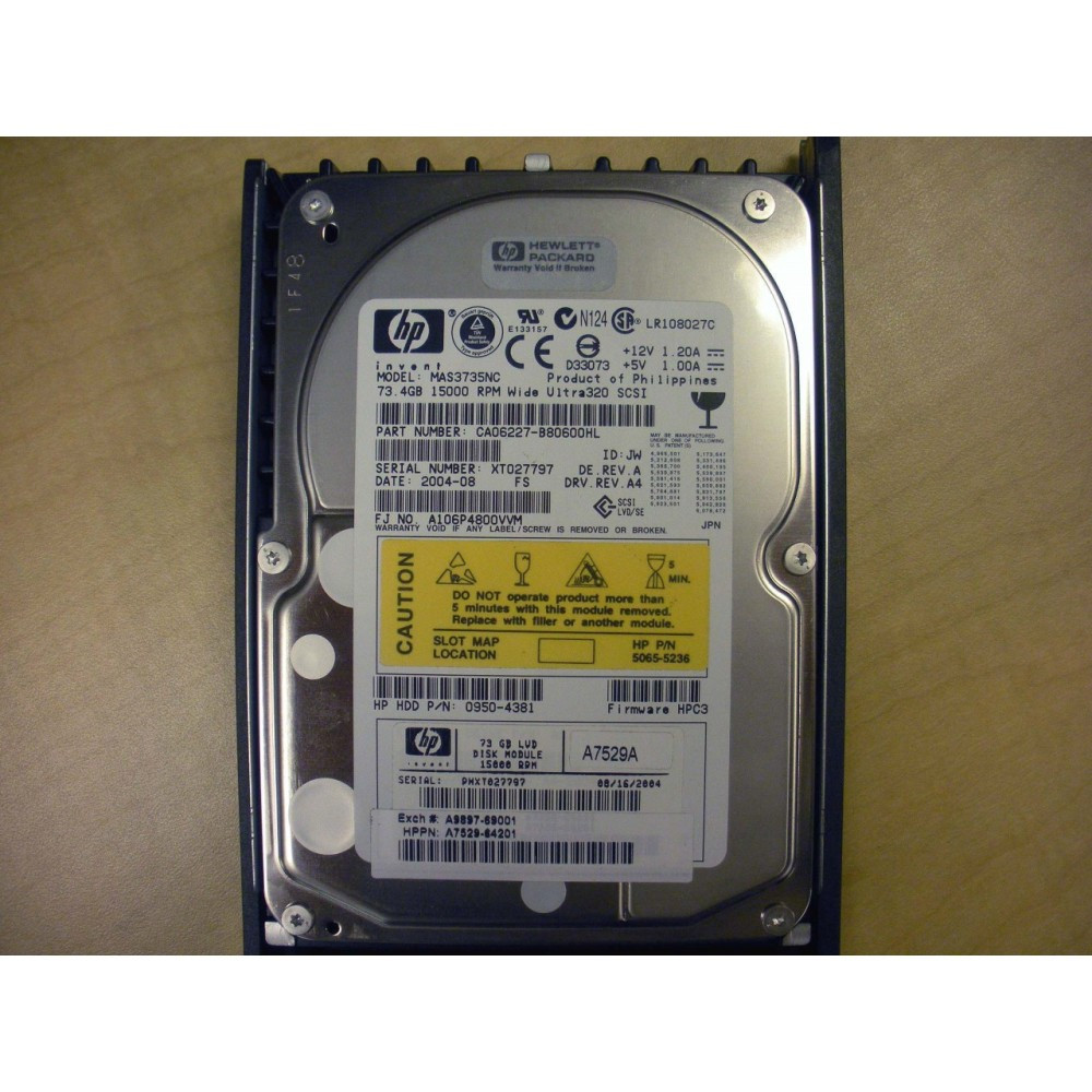 HP A7529A A7529-64201 A9897-69001 73GB 15K U320 LVD SCSI Hard Drive for ...