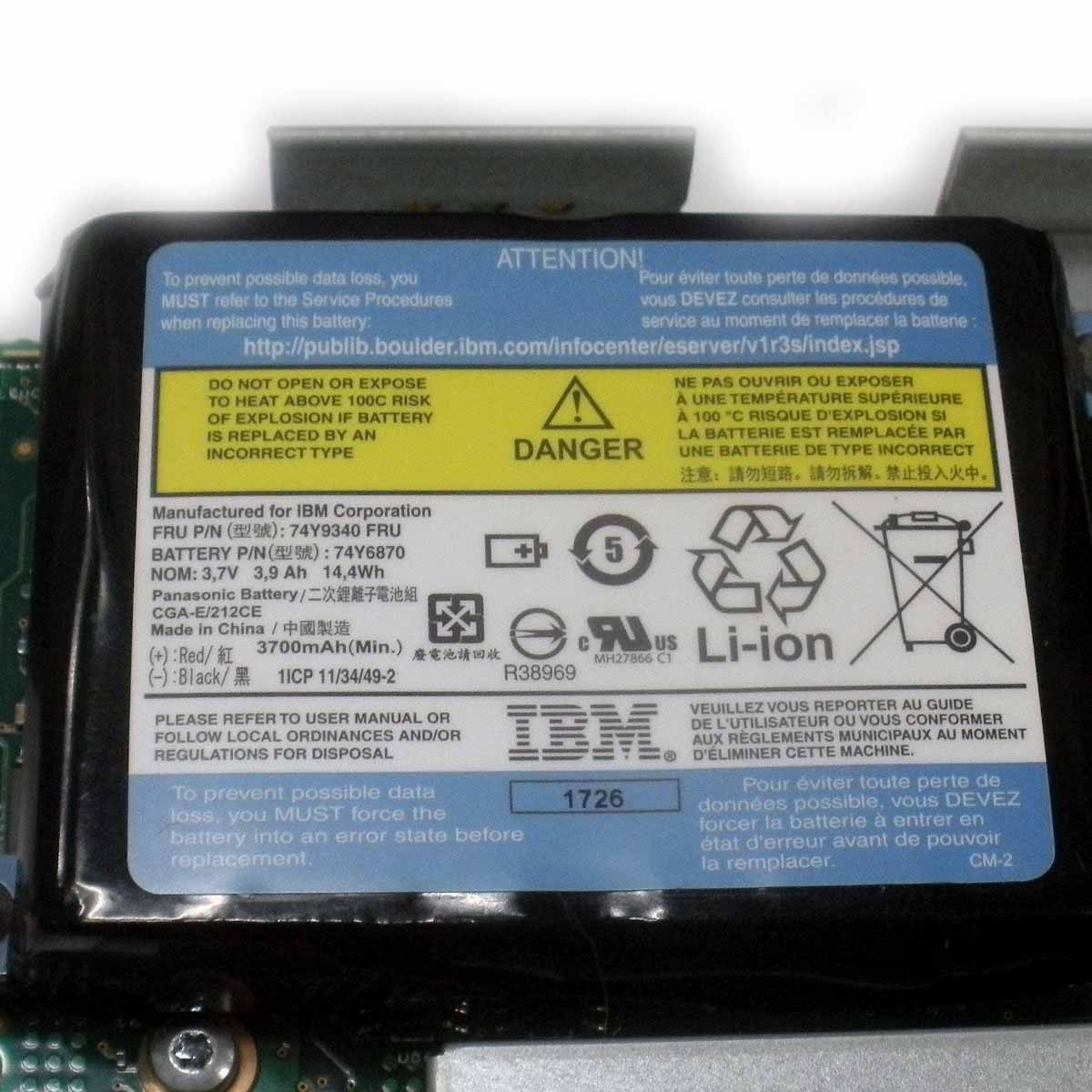 IBM 2BCF 74Y3290 Cache Cards with Battery 74Y9340, 74Y6870