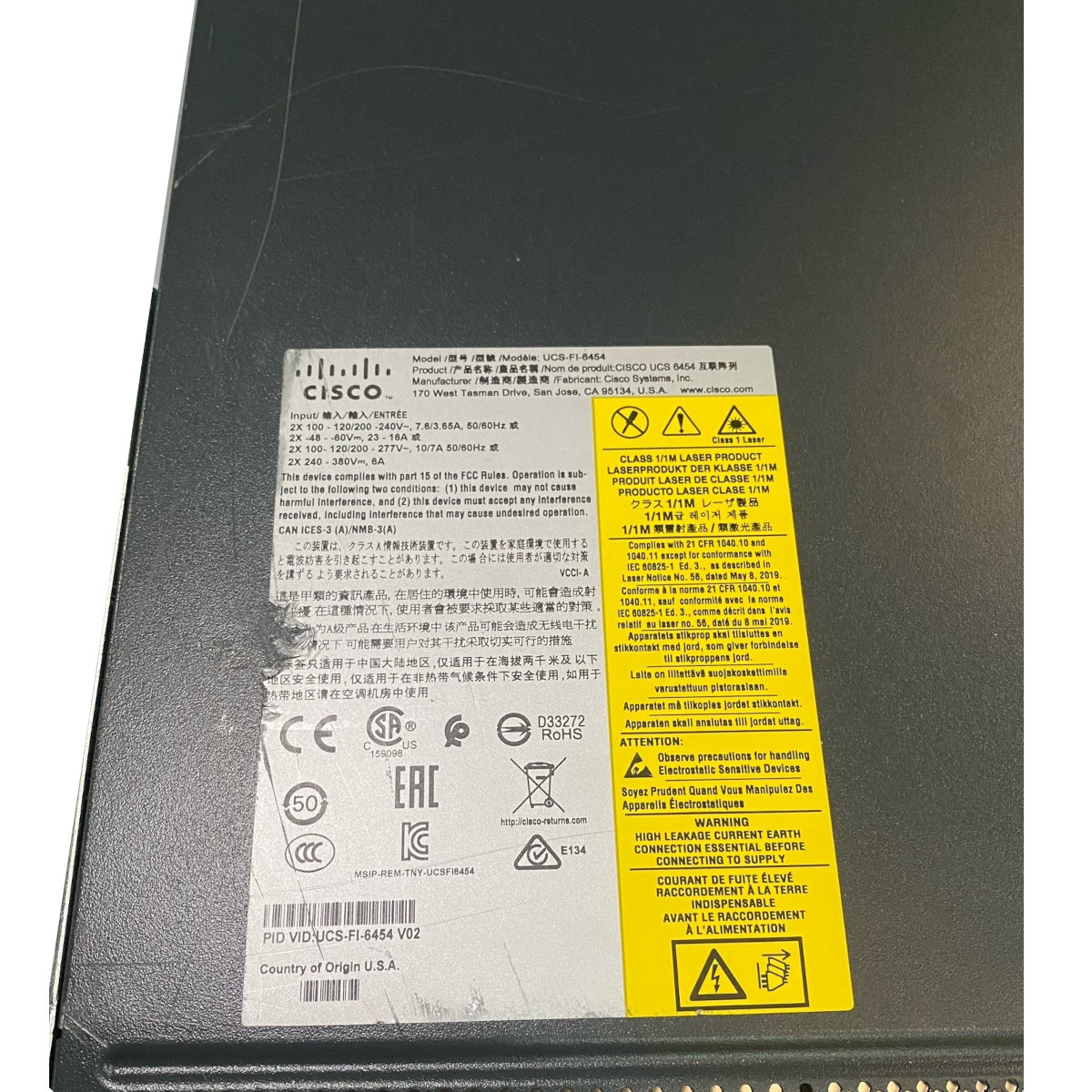 Cisco UCS-FI-6454 54 port FI Switch, Dual AC PS