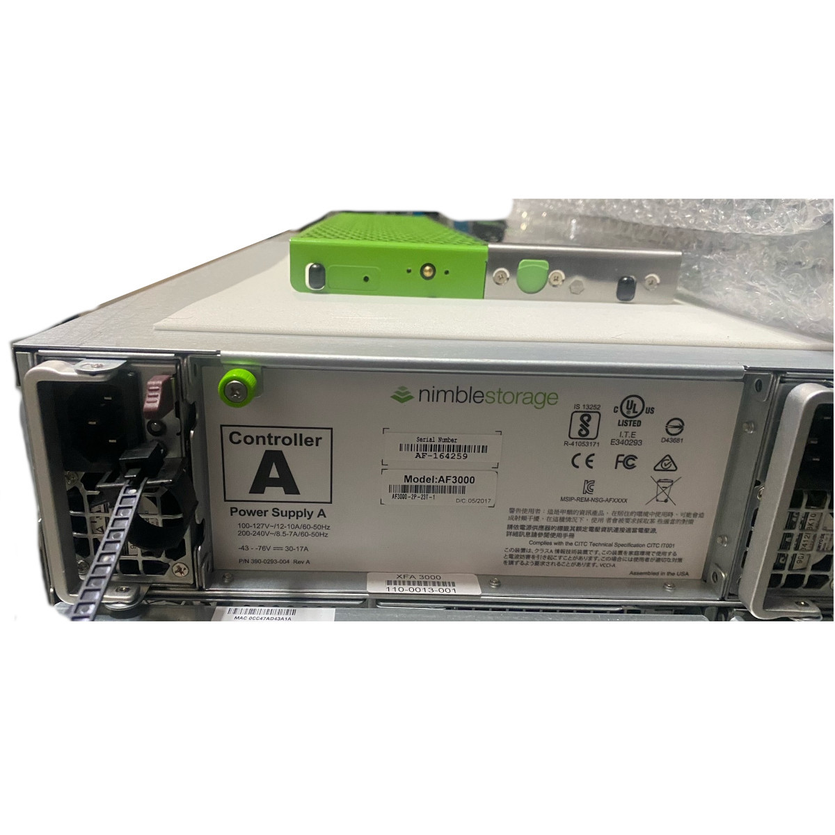 HPE Nimble AF3000-2P-23T-1 AF3000 46TB Flash Array