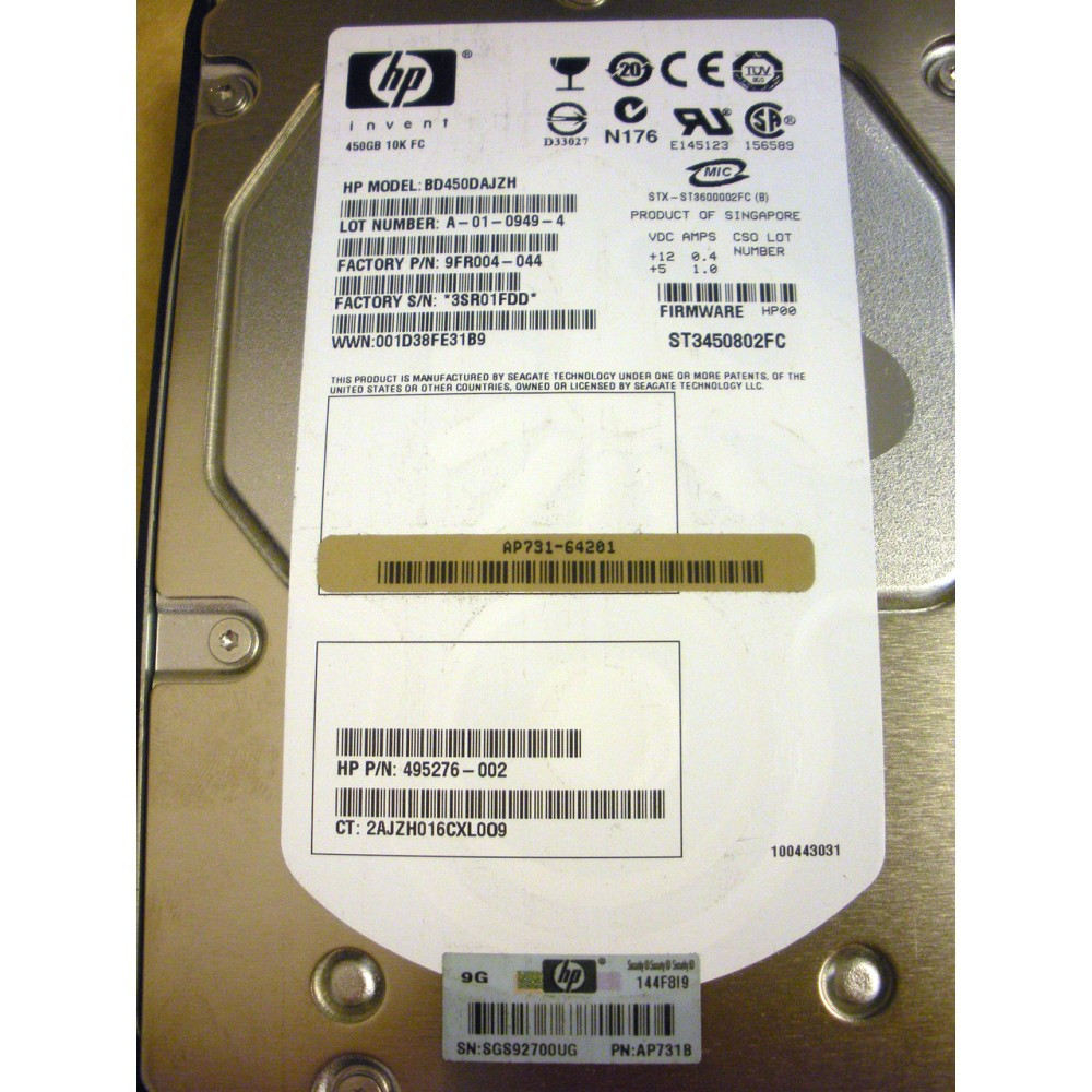 HP AP731B AP731A 518734-001 450GB 10K FC EVA M6412 Hard Drive