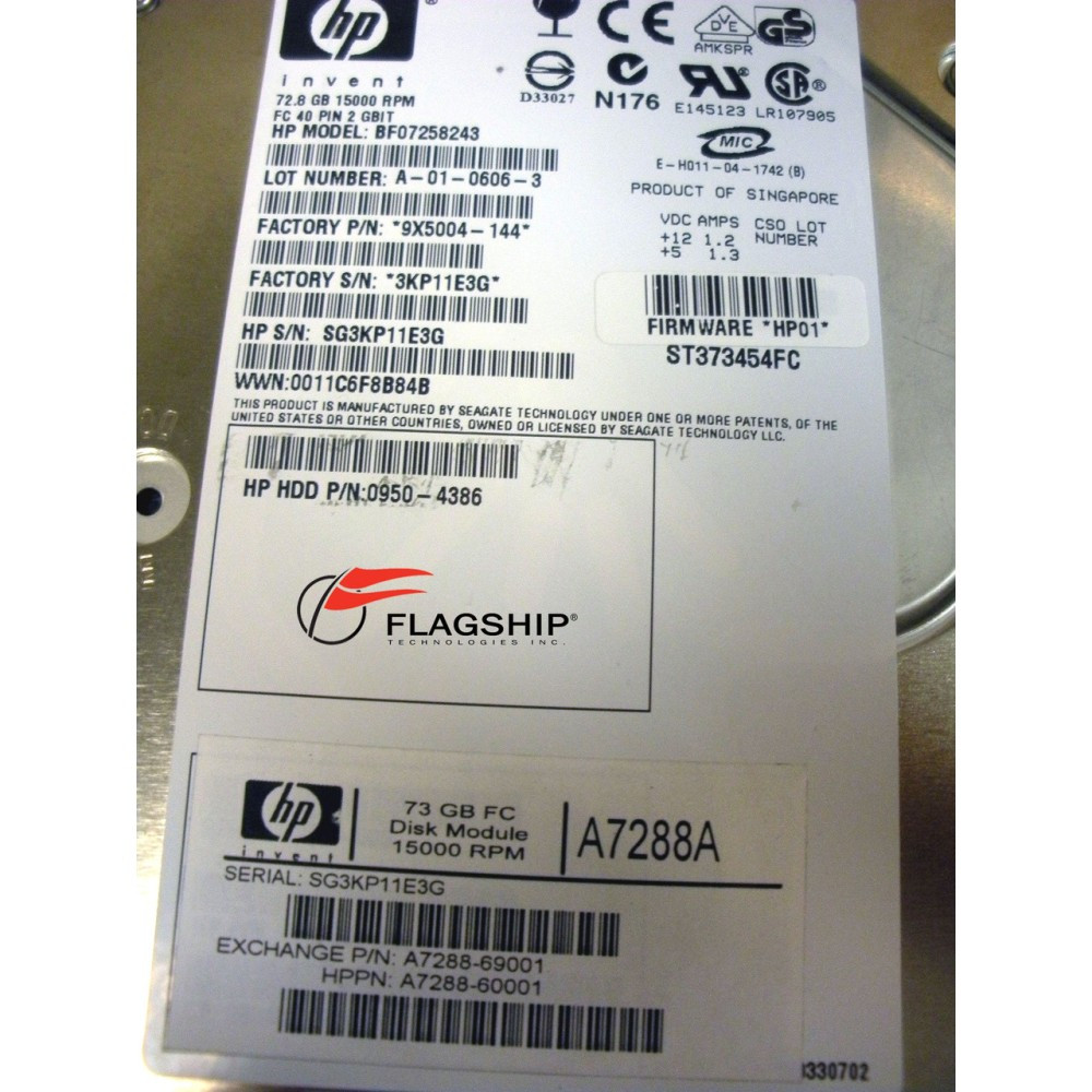 HP A7288A STORAGEWORKS 73 GB 15K RPM FIBRE CHANNEL HDD